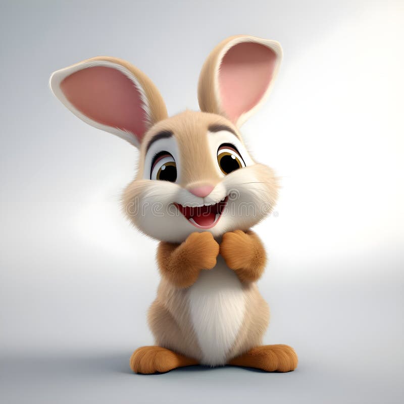 Rabbit White Background 3d Render Disney Style - Ai Generated Stock ...