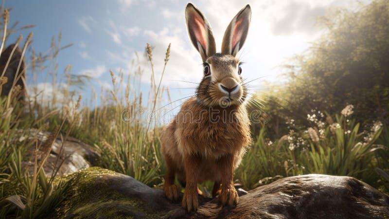 Rabbit in the Wild Rabbit in the Woods Rabbit in the Grass Stock ...
