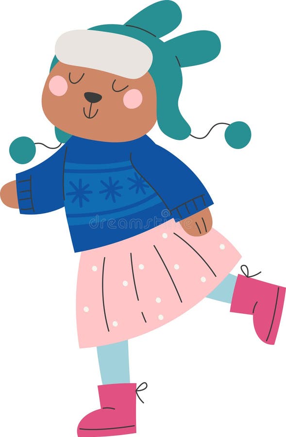 Rabbit in Winter Clothes stock vector. Illustration of template - 297122590