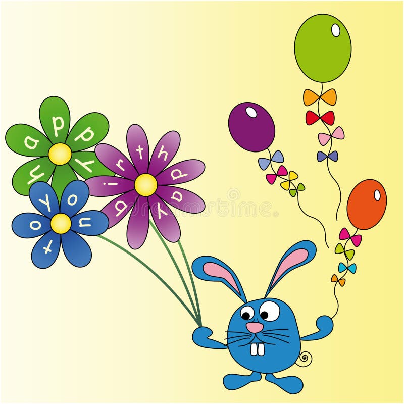 Rabbit Wishes You a Happy Birthday Stock Vector - Illustration of hare ...
