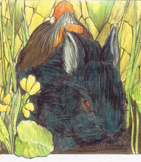 Rabbit and witch stock illustration. Illustration of color - 14086492