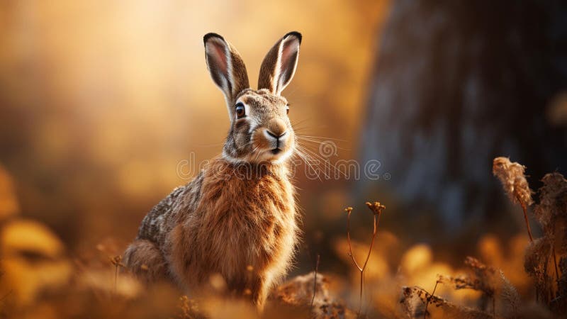 Rabbit in the Woods Rabbit in the Wild Stock Illustration ...