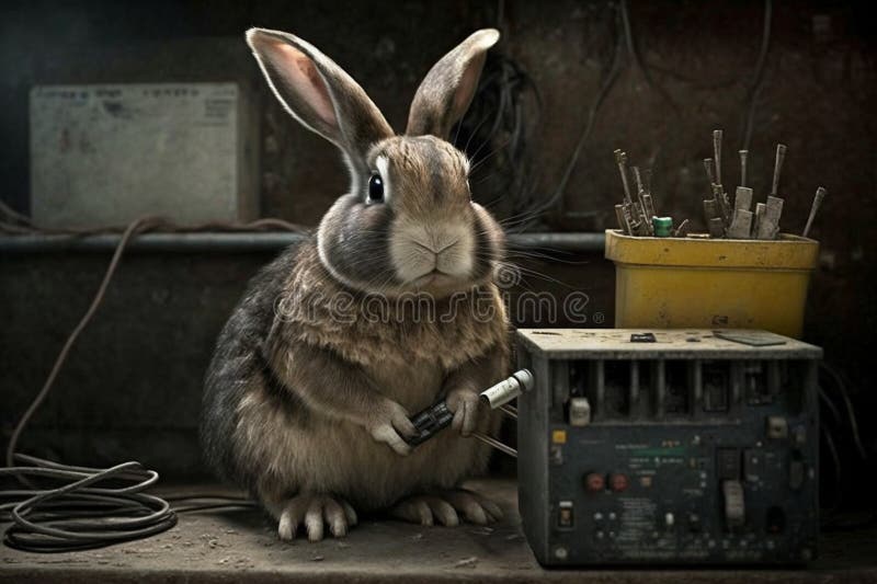 Rabbit Working Down in the Loft with Tools Generative AI Stock ...