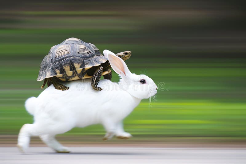 A Rabbitcarrying a Turtle on Its Back, AI Generated Stock Illustration ...