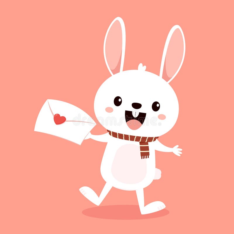 Valentine S Day Card with Kawaii Bunny. Rabbit Cartoon Vector ...