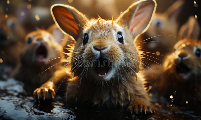 The Rabbits are All Crying and Laughing Stock Image - Image of foraging ...