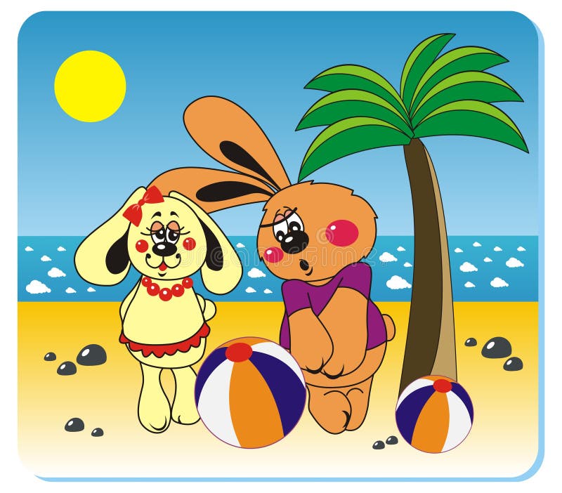 Two Kittens on the beach stock vector. Illustration of baby - 92908183