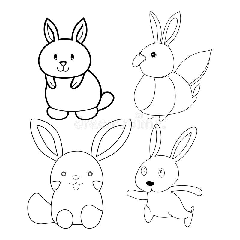 Rabbits Coloring Pages Graphical Vector Stock Illustration ...