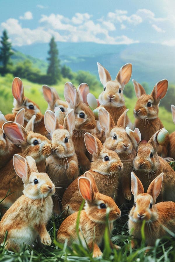 Rabbits in the Field Close-up Sunny Weather Stock Image - Image of wild ...