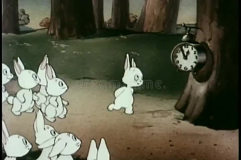 Rabbits in Forest Waiting for Clock To Strike One Stock Video - Video ...