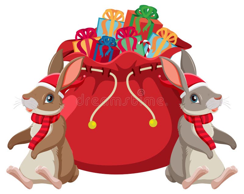 Rabbits with Gifts in a Bag Stock Vector - Illustration of gift ...