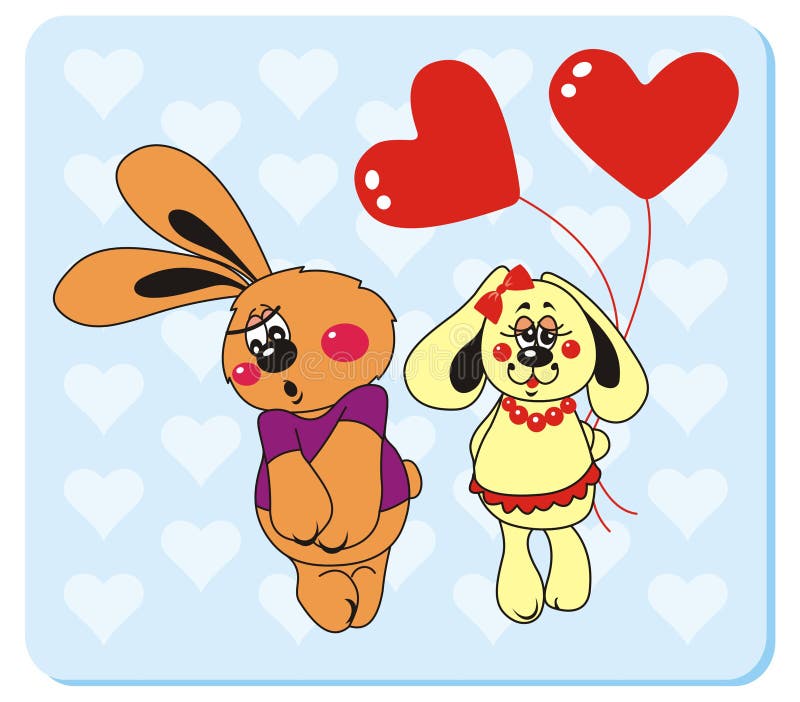 Rabbits in love stock vector. Illustration of drawing - 12644998