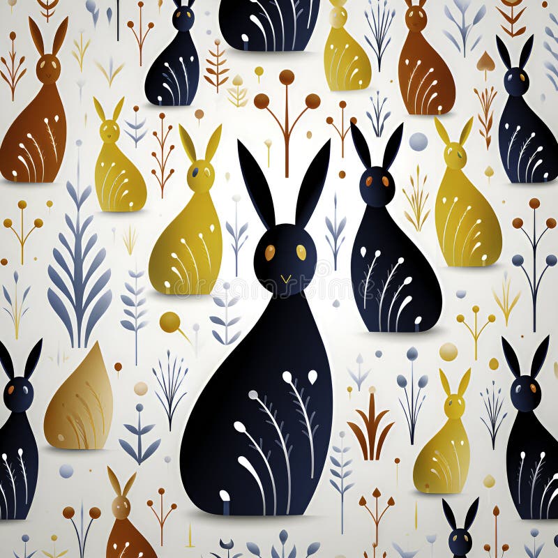 Rabbits Pattern on White Background Stock Illustration - Illustration ...