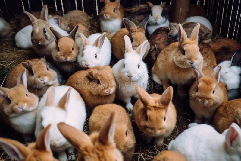 Rabbits on a Rabbit Farm.Neural Network AI Generated Stock Illustration ...