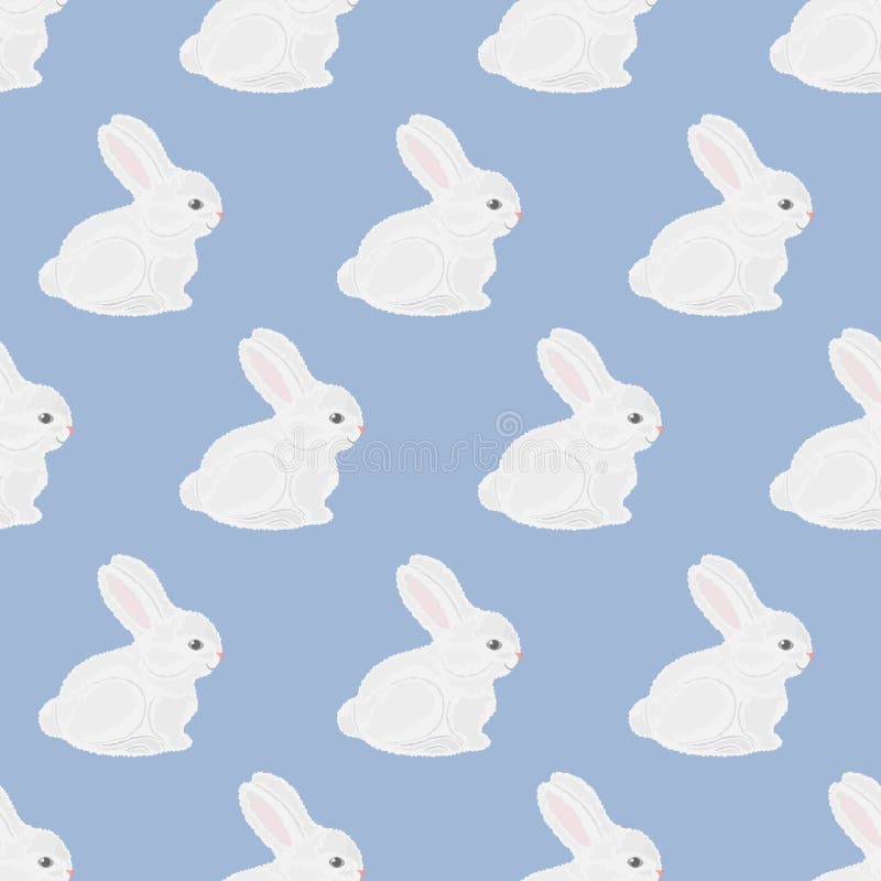 Rabbits. Seamless Pattern with the Image of White Rabbits. Hares with ...
