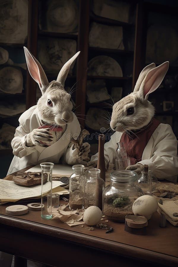 Rabbits Wearing Scientist Costumes in the Laboratory. Generative AI ...