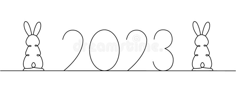 2023 Year with Rabbits One Line Drawing. Year of the Rabbit. Hare ...
