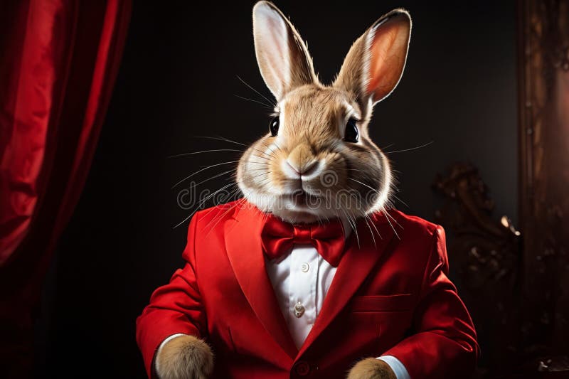 Rabit in red suit stock illustration. Illustration of light - 315654933