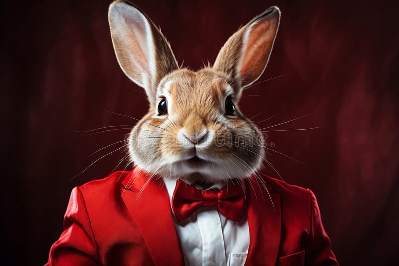 Rabit in red suit stock illustration. Illustration of luck - 315655178