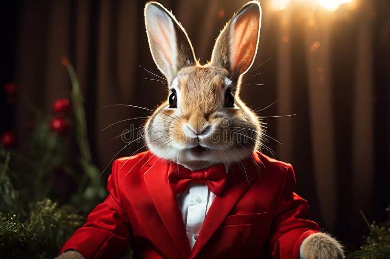 Rabit in red suit stock illustration. Illustration of rabbit - 315655199