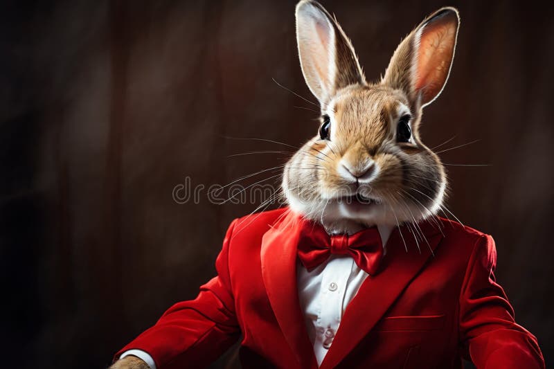 Rabit in red suit stock illustration. Illustration of generate - 315655209