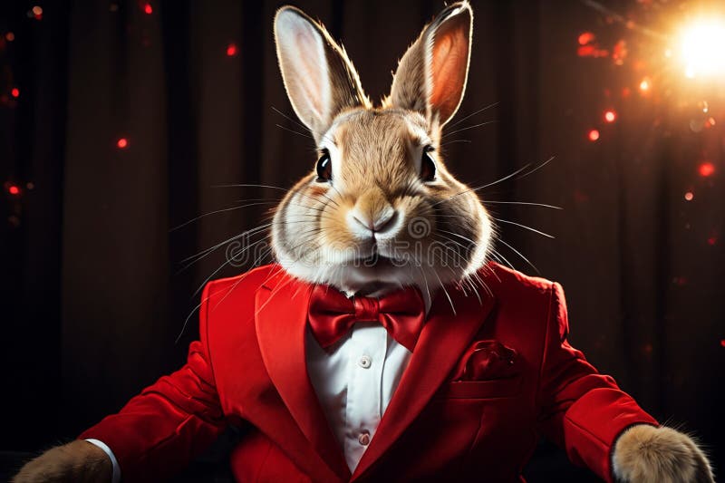Rabit in red suit stock illustration. Illustration of light - 315655265