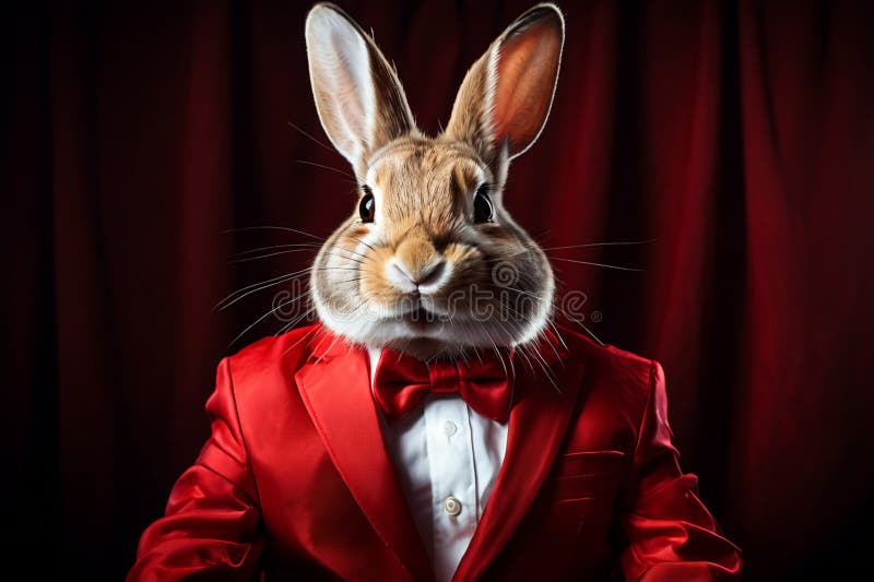 Rabit in red suit stock illustration. Illustration of light - 315655284