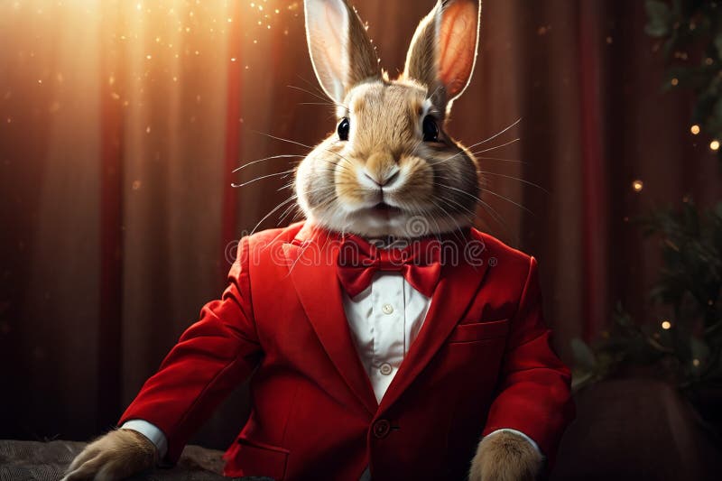 Rabit in red suit stock illustration. Illustration of rabit - 315655289