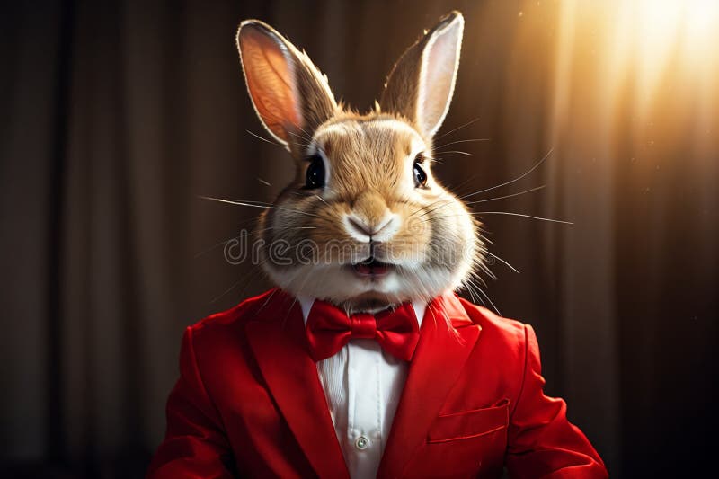 Rabit in red suit stock illustration. Illustration of light - 315655325