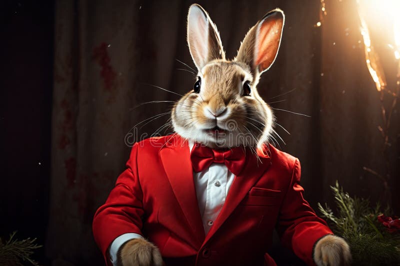 Rabbbit in red suit stock illustration. Illustration of rabit - 315654536
