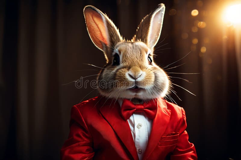 Rabbbit in red suit stock illustration. Illustration of generate ...