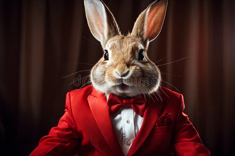 Rabbbit in red suit stock illustration. Illustration of rabit - 315654627