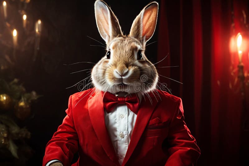 Rabbbit in red suit stock illustration. Illustration of generate ...