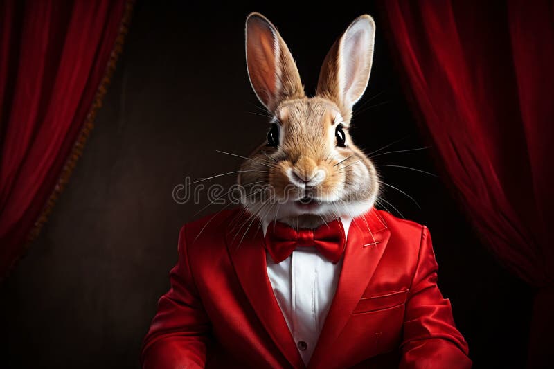 Rabbbit in red suit stock illustration. Illustration of rabit - 315654667