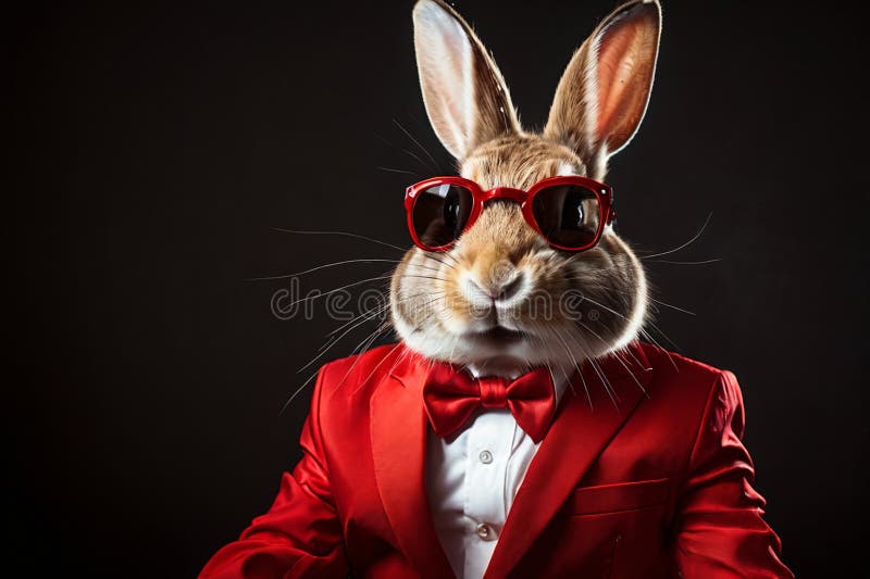 Rabbbit in red suit stock illustration. Illustration of rabbit - 315654685
