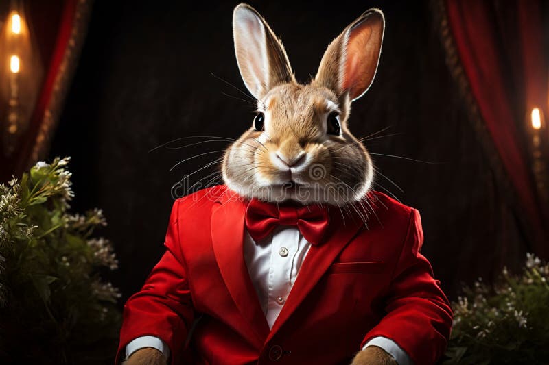Rabbbit in red suit stock illustration. Illustration of rabbit - 315654701