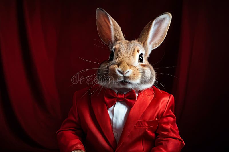 Rabbbit in red suit stock illustration. Illustration of suit - 315654720