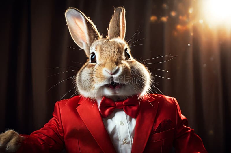 Rabbit in red suit stock illustration. Illustration of light - 315655501