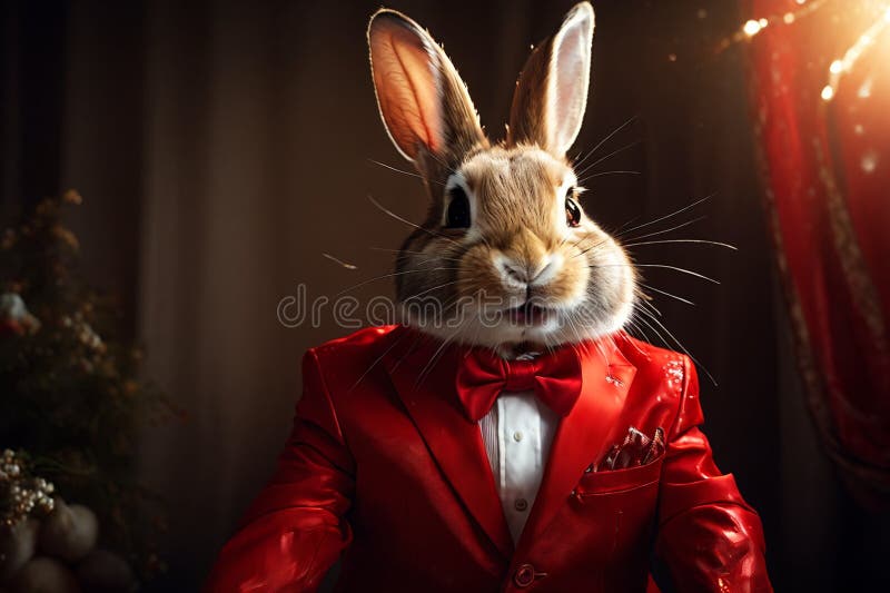 Rabbit in red suit stock illustration. Illustration of generate - 315655781