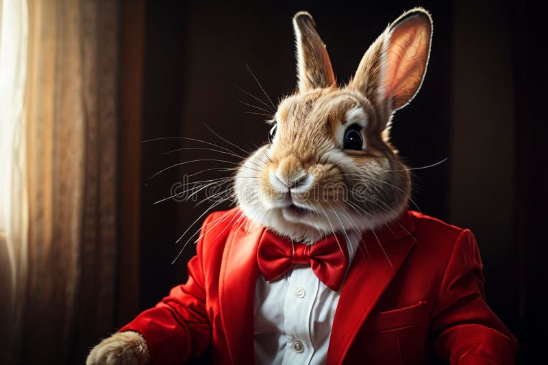Rabbit in red suit stock illustration. Illustration of generate - 315655912