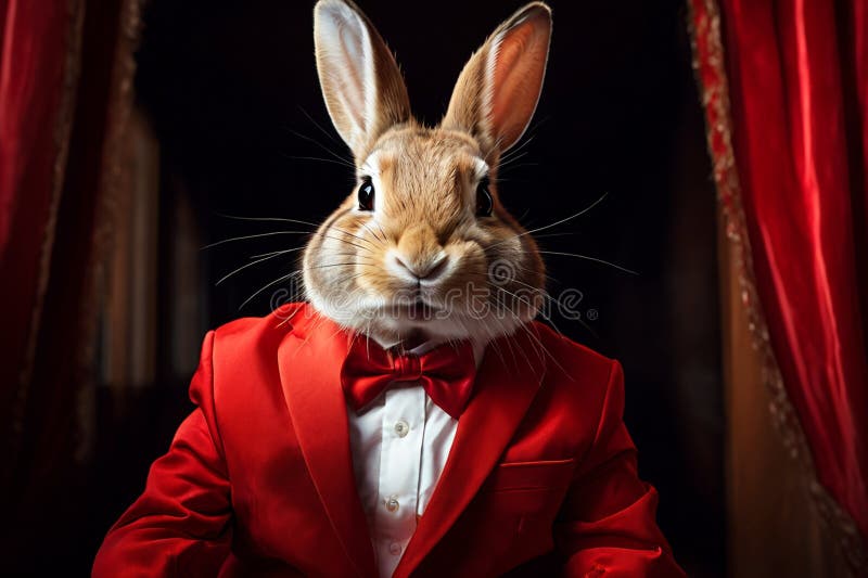 Rabit in red suit stock illustration. Illustration of suit - 315654770