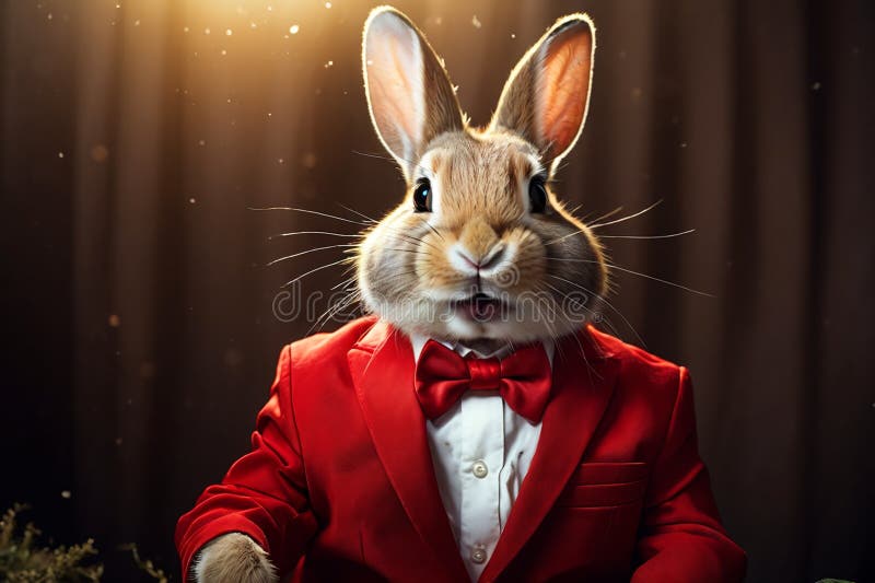 Rabit in red suit stock illustration. Illustration of rabit - 315654871