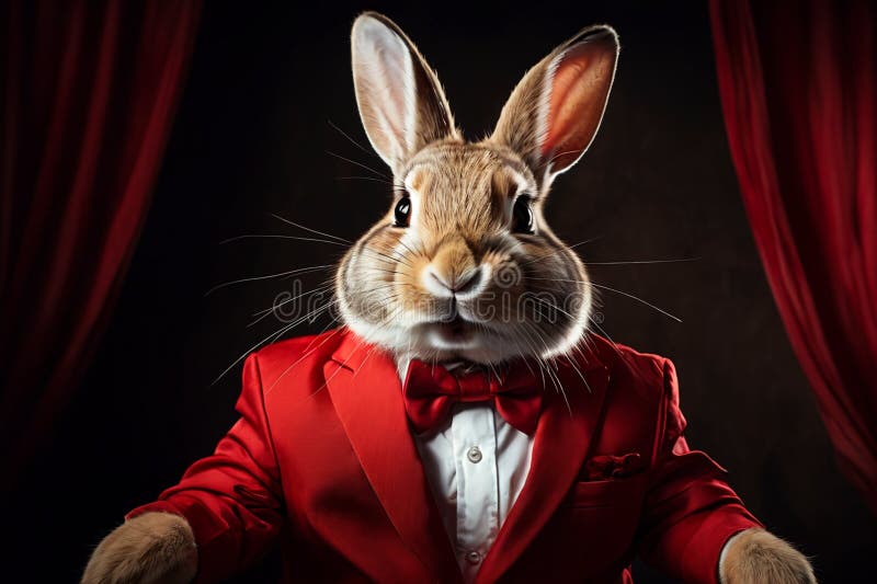 Rabit in red suit stock illustration. Illustration of suit - 315654999