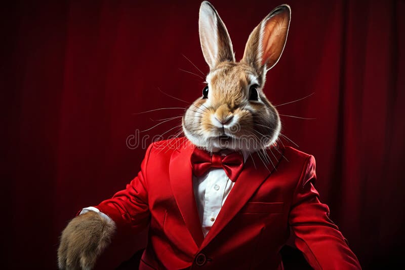 Rabit in red suit stock illustration. Illustration of rabbit - 315655004