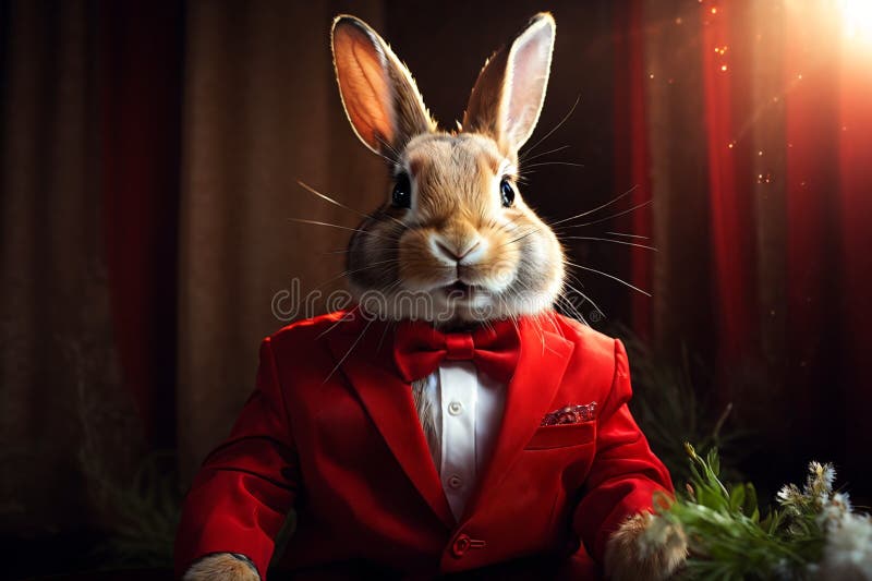 Rabit in red suit stock illustration. Illustration of generate - 315655058