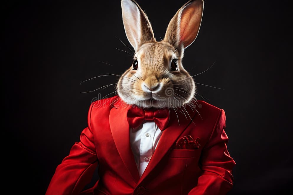 Rabit in red suit stock illustration. Illustration of generate - 315655108