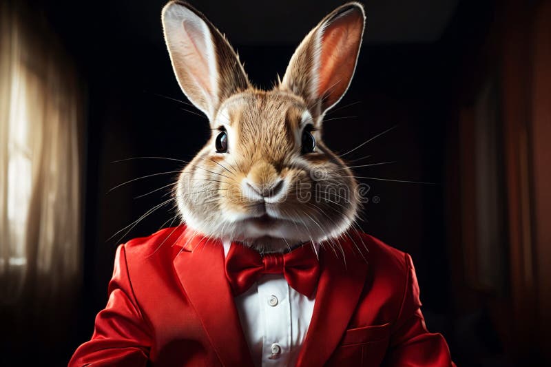 Rabit in red suit stock illustration. Illustration of rabbit - 315655118