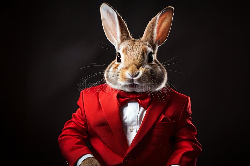 Rabit in red suit stock illustration. Illustration of light - 315655150
