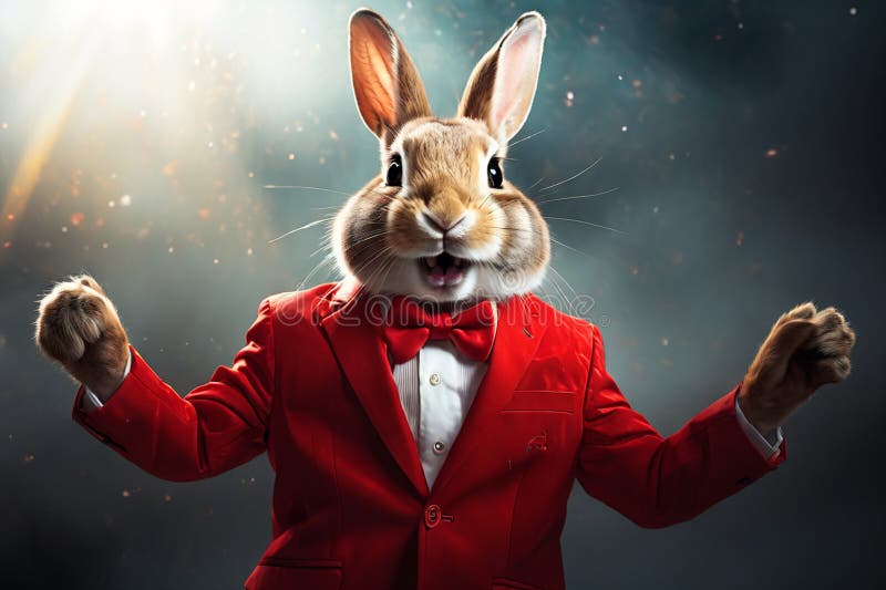 Rabit in red suit stock illustration. Illustration of suit - 315655213