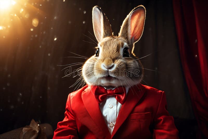 Rabit in red suit stock illustration. Illustration of suit - 315655224